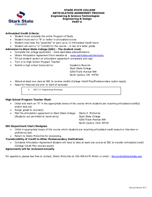 Fillable Online Stark State College Articulation Agreement Fax Email Print - pdfFiller