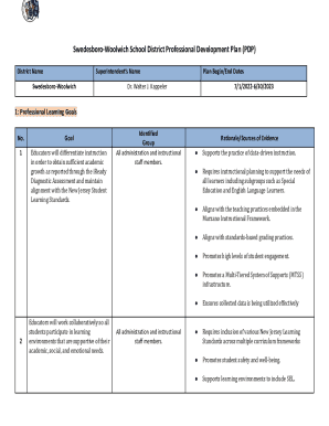 Fillable Online Swedesboro-Woolwich School District Professional ...