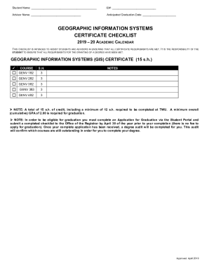 Fillable Online GEOGRAPHIC INFORMATION SYSTEMS CERTIFICATE ... Fax Email Print - pdfFiller