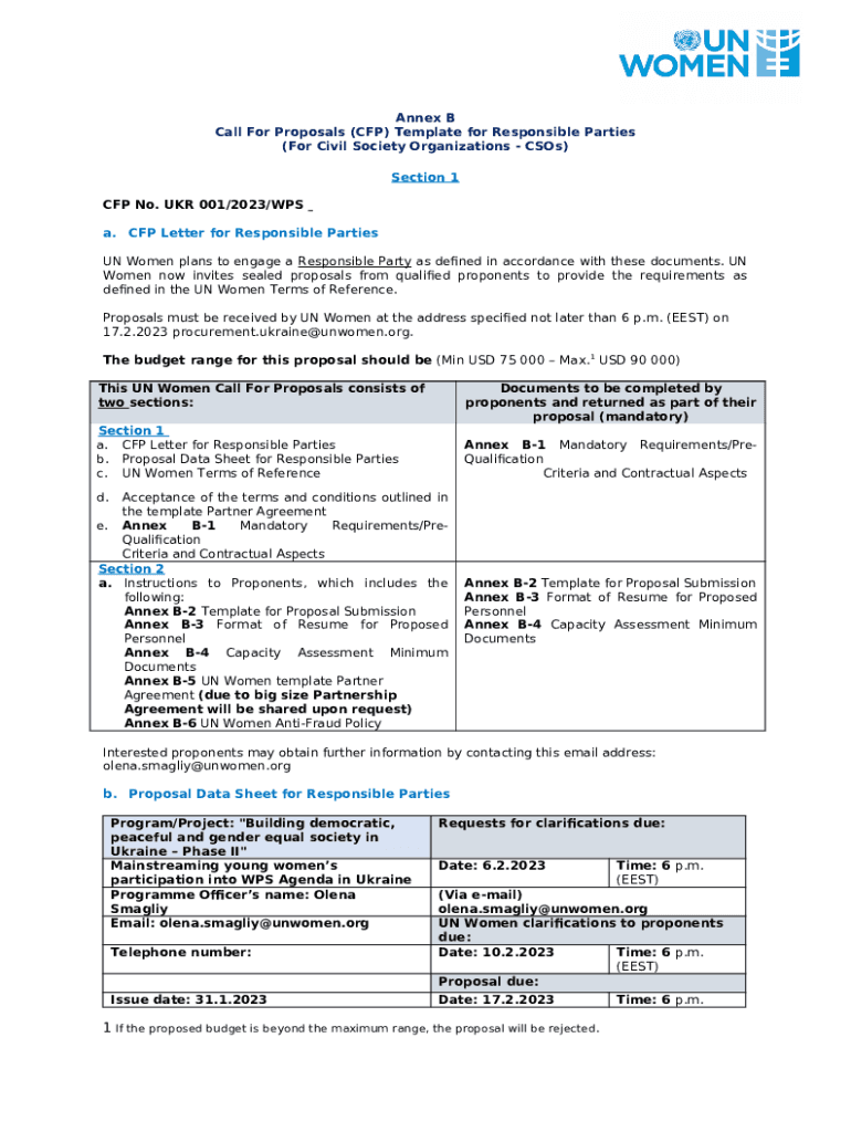 UN Women plans to engage a Responsible Party as defined in accordance with these documents Doc ...