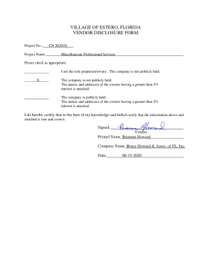 Fillable Online Vendor Disclosure Statement - UAH Fax Email Print ...