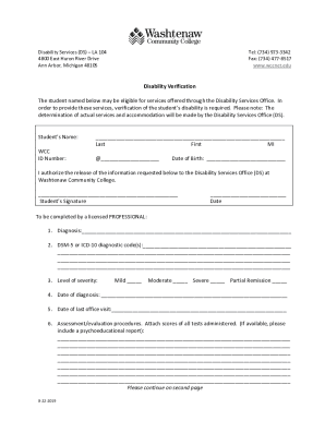Fillable Online ACC -Disability Verification Form - Psychological ...