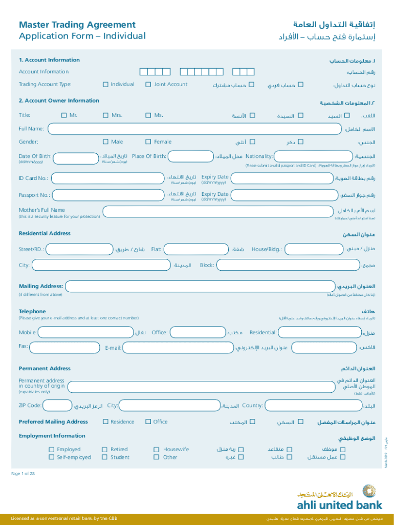 Fillable Online Master Trading Agreement Application ... Fax Email ...