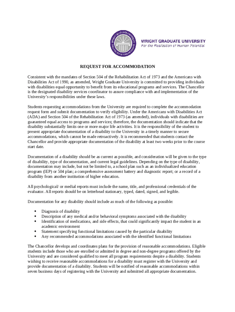 Americans with Disabilities Act - University of Southern Indiana Doc Template | pdfFiller