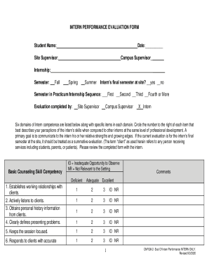 Fillable Online INTERN PERFORMANCE EVALUATION FORM Fax Email Print ...