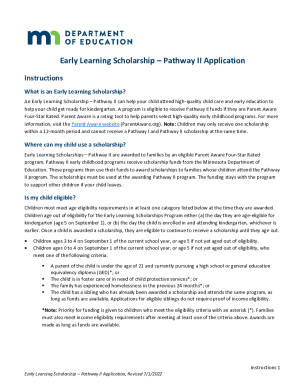 Fillable Online Early Learning ScholarshipPathway II Application Fax ...