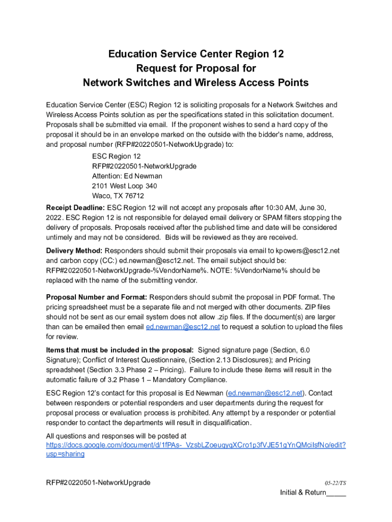 Fillable Online EDLINK12 Request for Proposal for Telecommunication ...