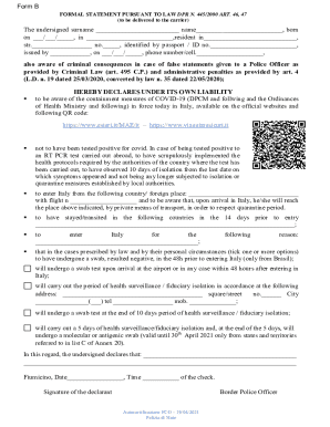 Fillable Online declaration to the purpose of entry in italy - NET Fax ...