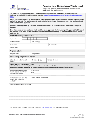 Fillable Online Request for a Reduction of Study Load Fax Email Print ...