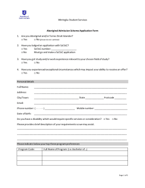 Fillable Online Aboriginal Admission Access - Student Support Services ...