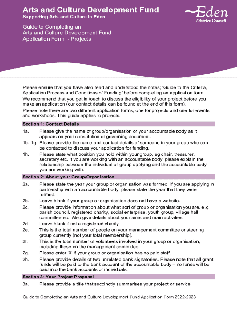 Fillable Online Guide to Completing an Eden Community Fund Application ...