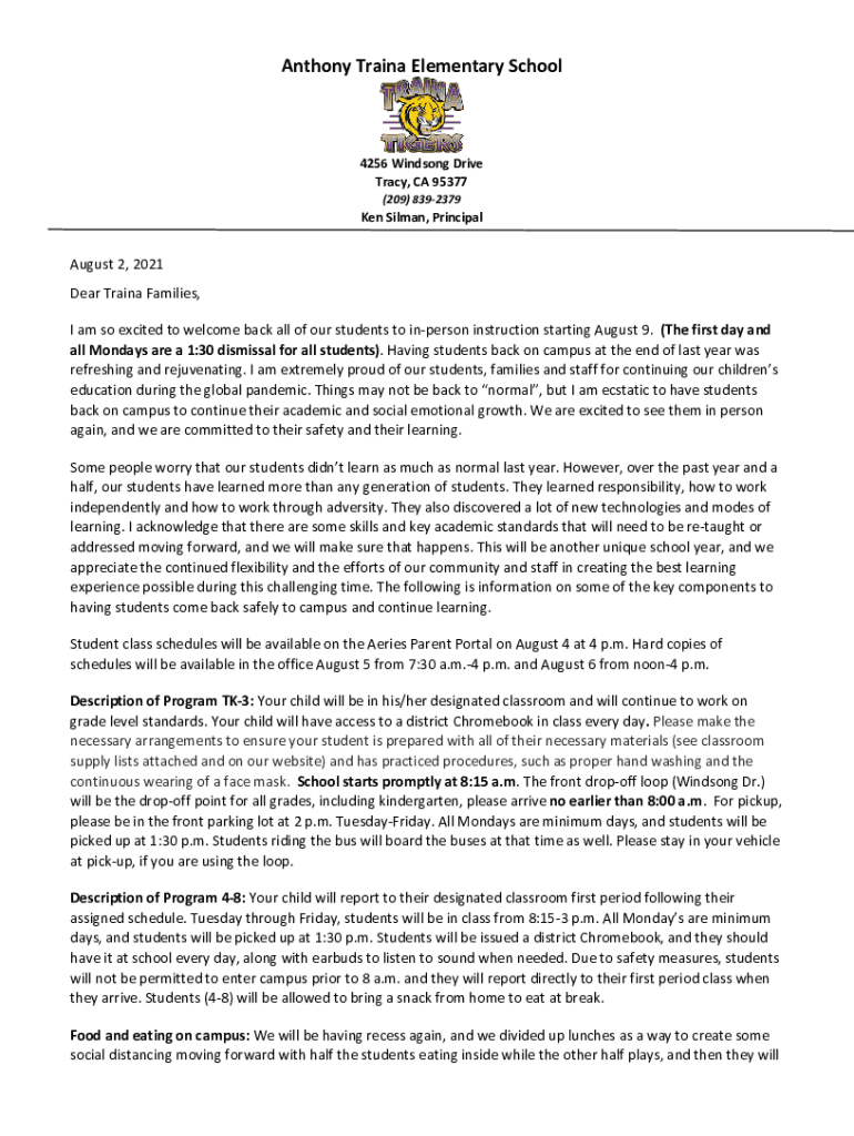 Fillable Online Anthony C. Traina Elementary - School Directory Details ...