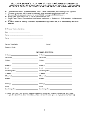 Fillable Online Application for Governing Board Approval (pdf) Fax ...