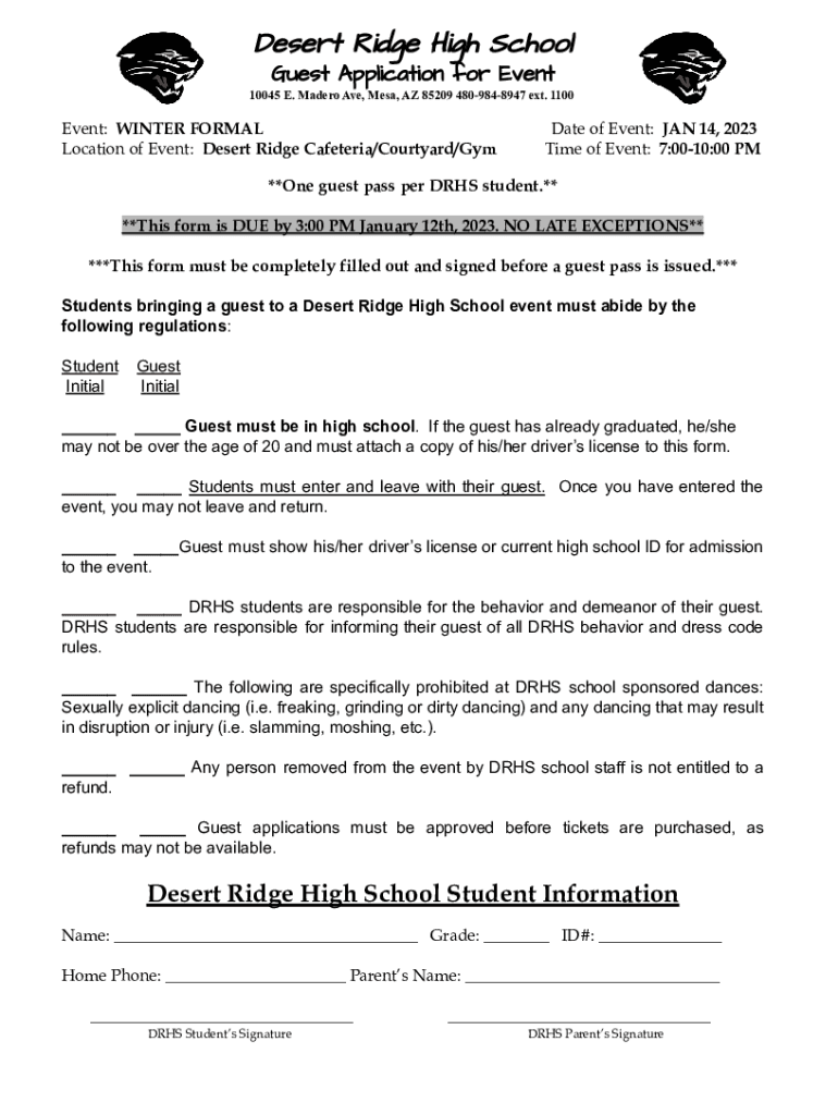 Fillable Online Desert Ridge High School - Arizona Interscholastic ...