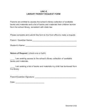 Fillable Online IJNC-E: Library Parent Request Form - Gilbert Public ...