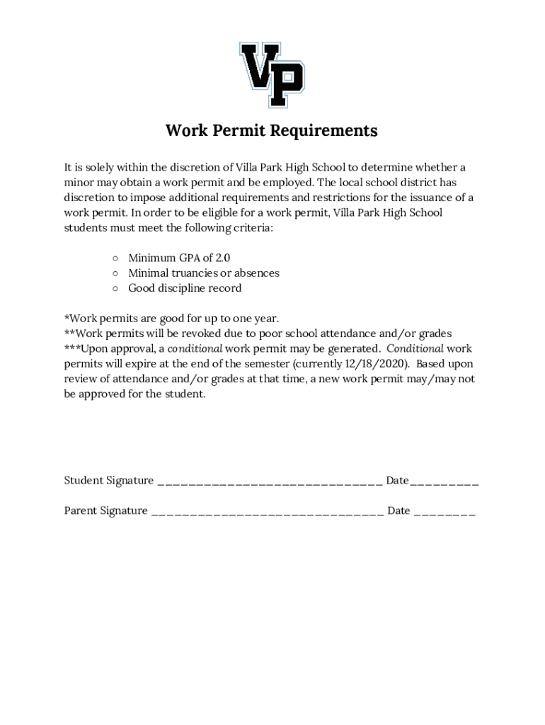 Fillable Online 1. Is a school always required to issue a work permit ...