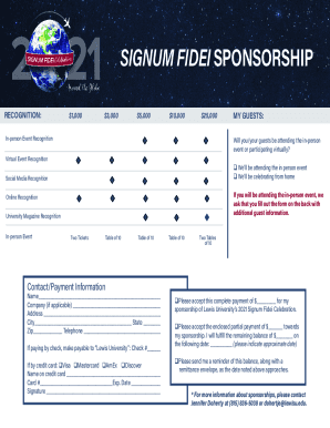 Fillable Online SIGNUM FIDEI SPONSORSHIP Fax Email Print - pdfFiller