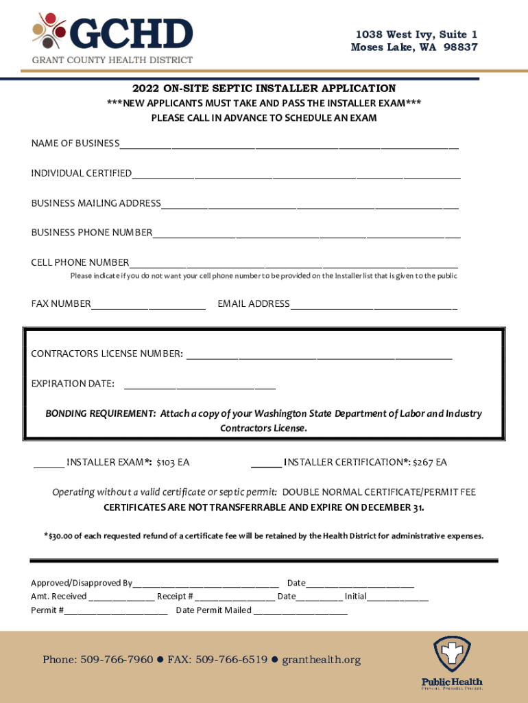 Fillable Online Septic Permit Applications - Northeast Tri County ...