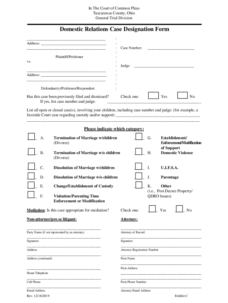 Fillable Online Domestic Relations Case Designation FormPdf Fpdf Doc ...