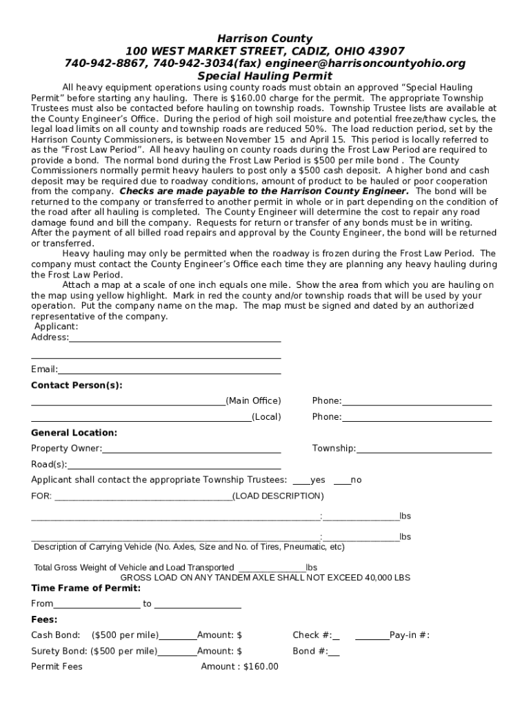 Use of County Highway Right of Way Permit Doc Template | pdfFiller