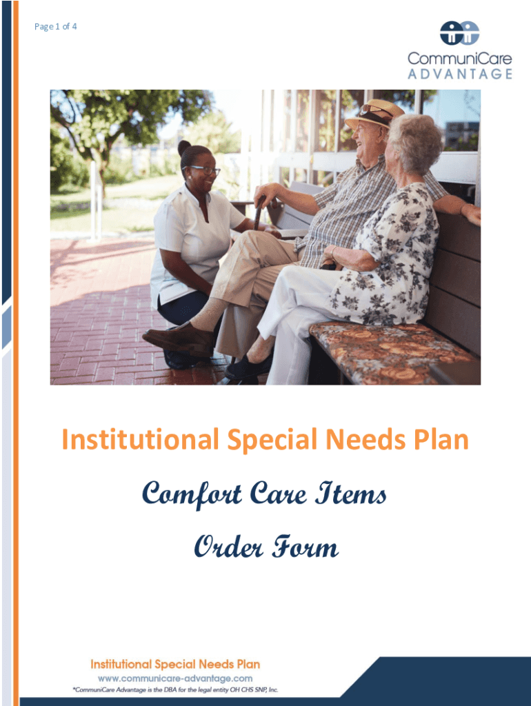 Fillable Online ISNP comfort care catalog items order form Fax Email ...