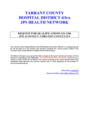 Fillable Online Tarrant County Long Range Planning Related to JPS ...