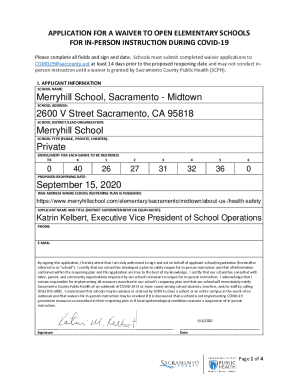 Fillable Online State Guidance Issued for Elementary School Waivers ...