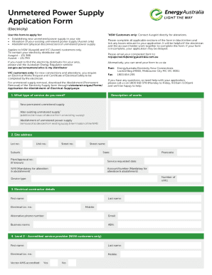Fillable Online Unmetered Power Supply Application Form - Energy ...