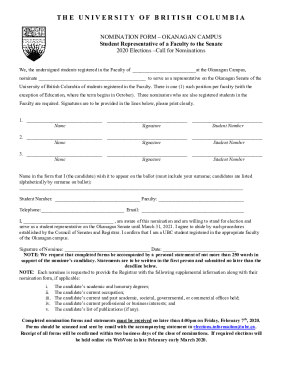 Fillable Online facultystaff students ubc NOMINATION FORMOKANAGAN ...