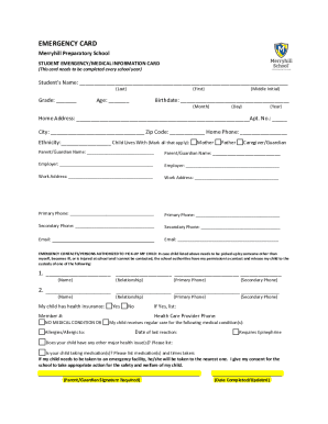 Fillable Online Emergency Procedure Cards - Official Website Fax Email ...