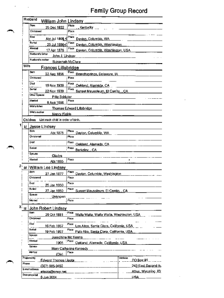Fillable Online Family Group Sheet for Genealogists - National Archives ...