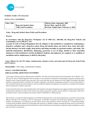 Fillable Online Drug and Alcohol Abuse Policy and Procedures - CNI ...