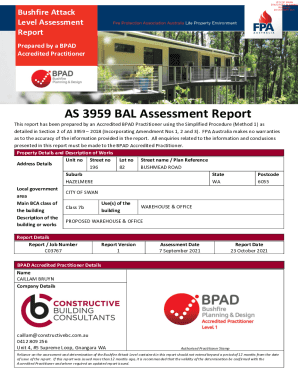 Fillable Online Bushfire Attack Level (BAL) Assessment - City of Swan Fax Email Print - pdfFiller