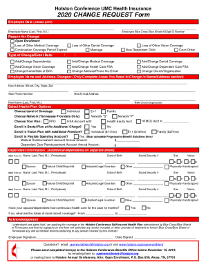 Fillable Online 2020 CHANGE REQUEST Form Fax Email Print - pdfFiller
