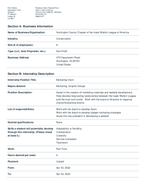 Fillable Online Employer Intern Request Form Fax Email Print - pdfFiller