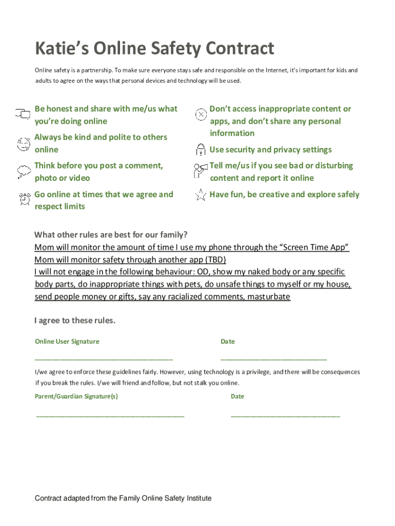 Fillable Online Download This Two-Way Family Contract for Online Safety ...