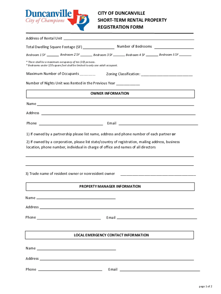 Fillable Online Rental Property Registration Form & Self-Inspection ...