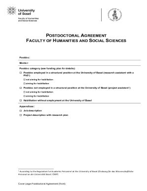 Fillable Online POSTDOCTORAL AGREEMENT Fax Email Print - pdfFiller