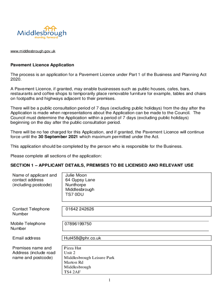 Fillable Online Pavement Licence Application Fax Email Print - pdfFiller