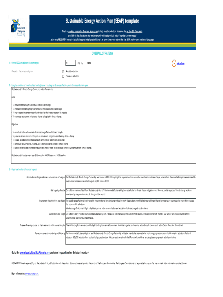Fillable Online How to develop a Sustainable Energy Action Plan (SEAP ...