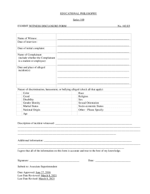 Fillable Online 102.E5 Witness Disclosure FormPostville School Fax ...