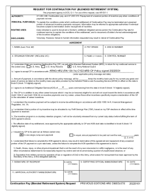 Fillable Online request for continuation pay (blended retirement system ...