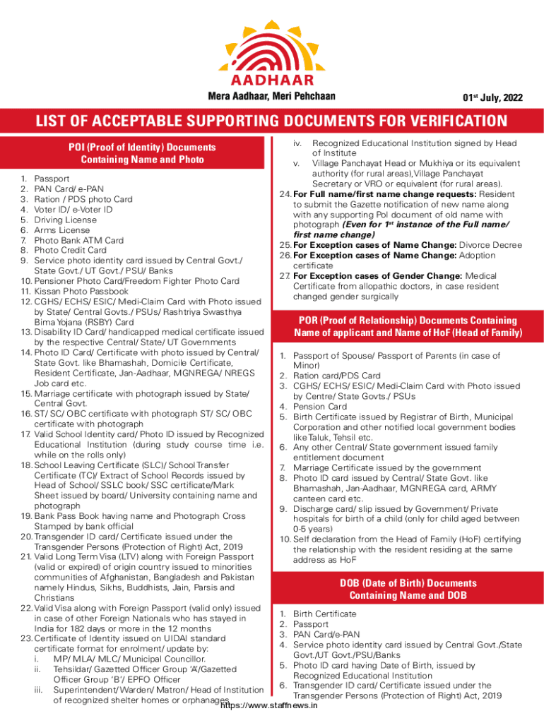 Fillable Online POI (Proof of Identity) Documents Containing Name and ...