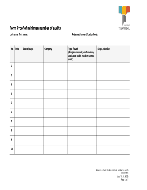 Fillable Online Form Proof of minimum number of audits - Initiative Tierwohl Fax Email Print ...