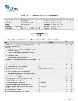 Fillable Online pubdoc dhec sc Retail Food Establishment Inspection ...
