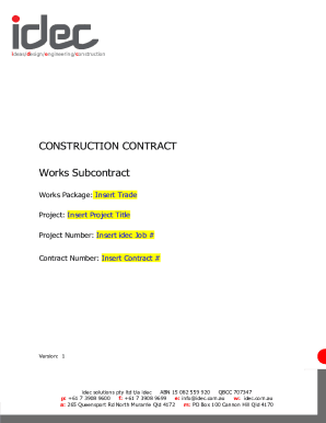 Fillable Online Minor Works Agreement Template Fax Email Print - pdfFiller