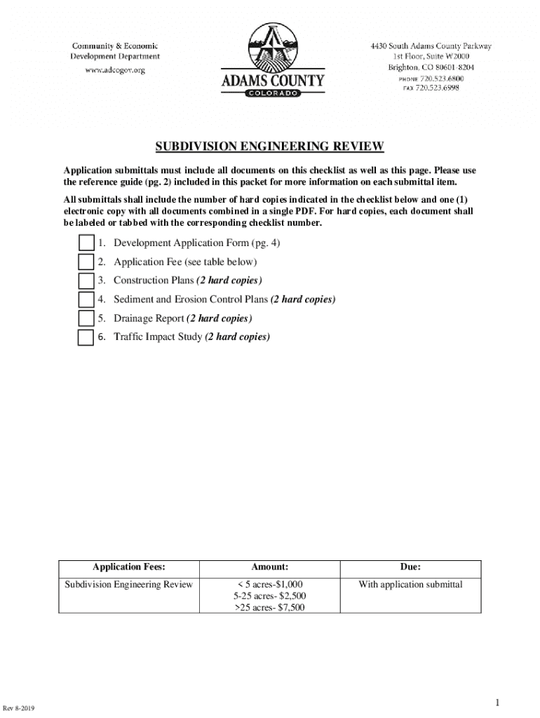 Fillable Online Subdivision Engineering Review Transmittal Items.docx ...