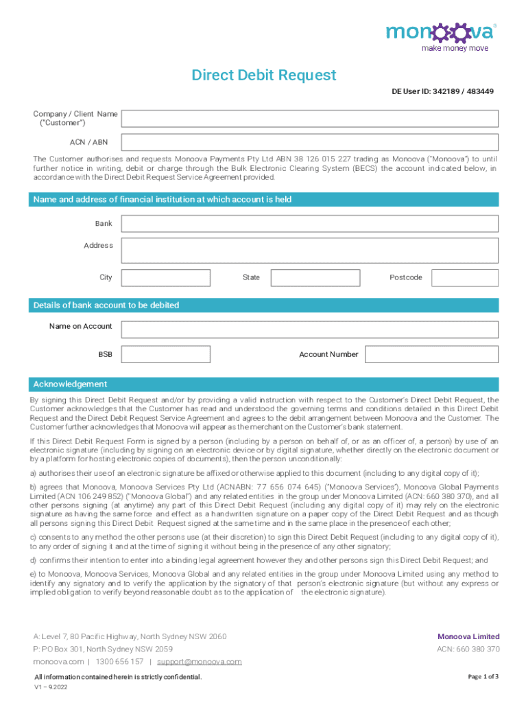 Fillable Online Direct Debit Form - Comms Group Global Fax Email Print ...