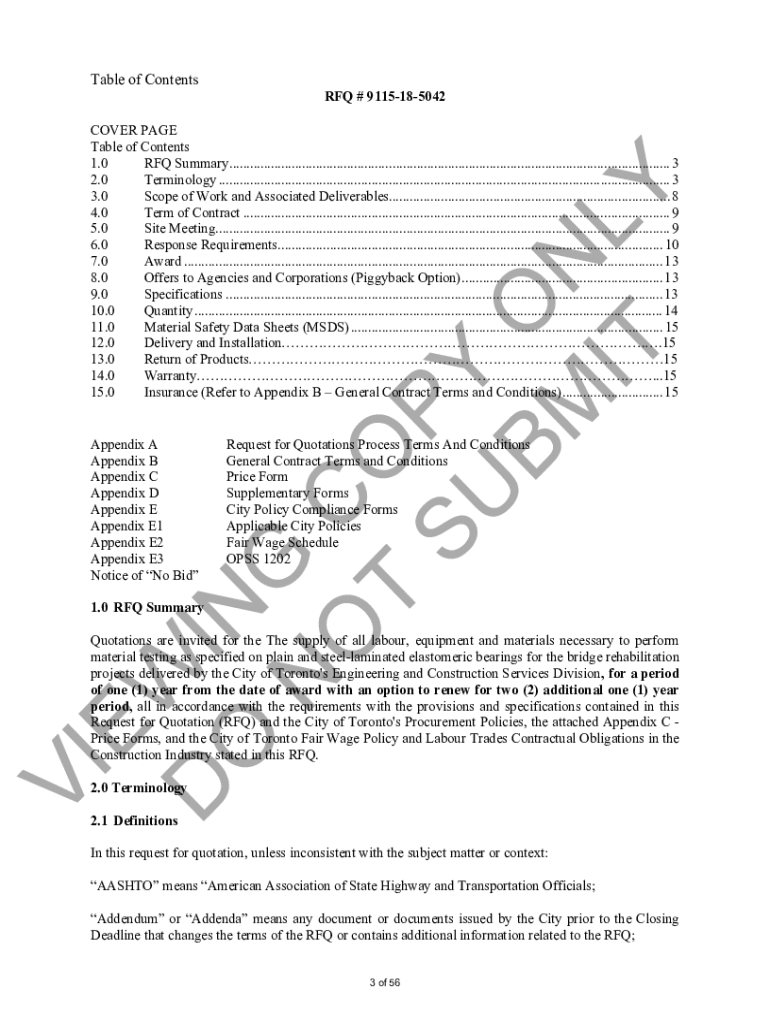 Fillable Online Sample IT RFP table of contents Fax Email Print - pdfFiller