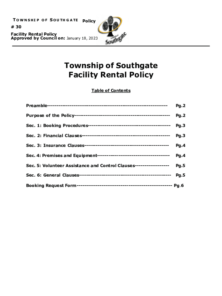 Fillable Online Standard Operating Procedure Use of Township of ...